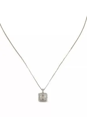 LB EXCLUSIVE Platinum Diamond Square Pendant Necklace - Silver