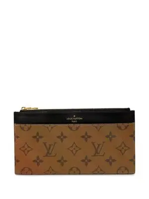 LOUIS VUITTON 2021-2025 Monogram Reverse Slim Purse Long Wallets - Brown