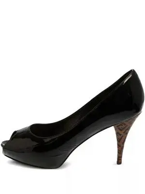 Fendi 100mm Zucca-print Patent Leather Pumps