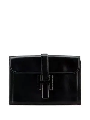 Hermès 1995 Box Calf Jige 29 Clutch - Black