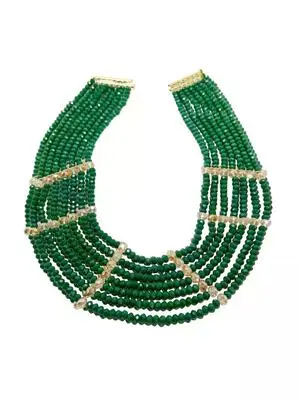 JENNIFER GIBSON JEWELLERY 1960s Glass Bib Necklace - Green