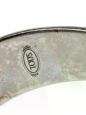 TOD'S Leather Studded Cuff Bracelet - Silver