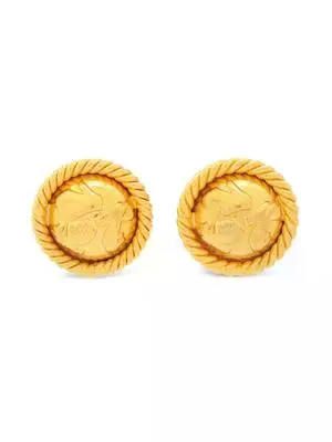 FERRAGAMO 1980-1990s Round Clip-on Earrings - Gold