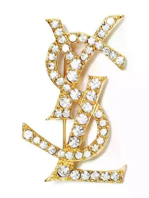 Saint Laurent 2000s Logo Brooch - Gold