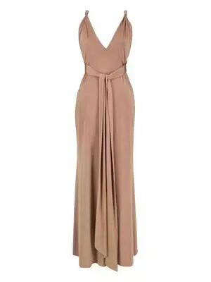 Vintage Cross-back V-neck Maxi Dress