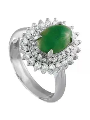 LB EXCLUSIVE Platinum, Diamond, And Jade Ring - Silver