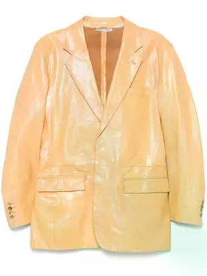 Saint Laurent 2000s Leather Blazer - Yellow
