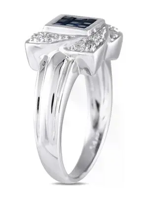 LB EXCLUSIVE 14k White Gold Diamond And Sapphire Ring