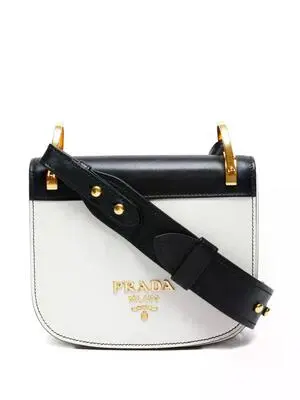Prada Panelled Leather Shoulder Bag - White