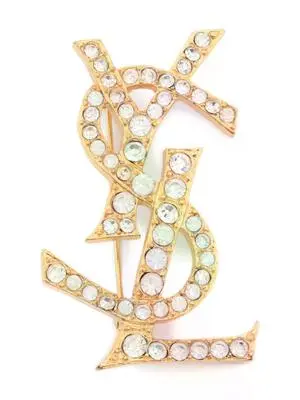 Saint Laurent Cassandre Embellished Brooch - Gold