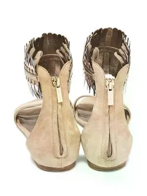 JIMMY CHOO Kimro Fringed Flat Sandals - Neutrals
