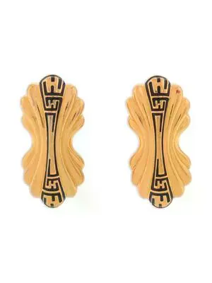 Fendi Ff-logo Embossed Clip-on Earrings - Gold