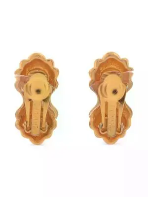 Fendi Ff-logo Embossed Clip-on Earrings