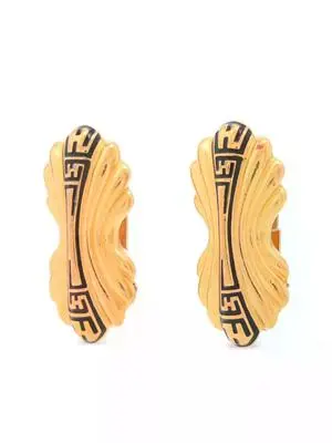 Fendi Ff-logo Embossed Clip-on Earrings