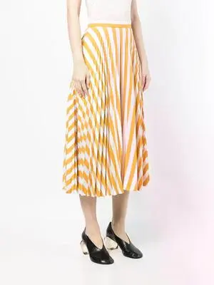 MAISON MARGIELA Striped Pleated Midi Skirt - Yellow