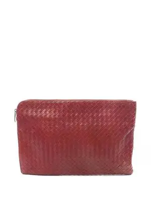 Bottega Veneta 2000s Intrecciato Clutch Bag - Red