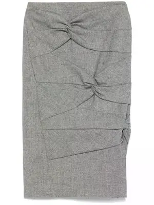 Dior 1990s Twist-detail Midi Skirt - Grey