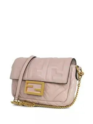 Fendi Ff-debossed Baguette Two-way Bag - Pink