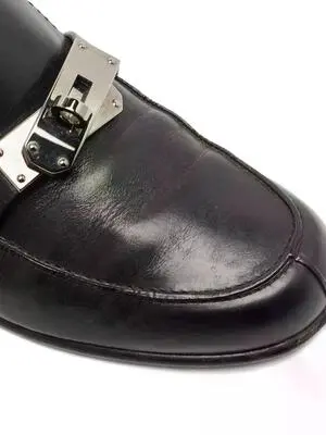 Hermès Lock-detail Leather Loafers