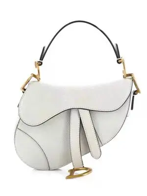 Dior Saddle Handbag Leather Mini Shoulder Bag - White