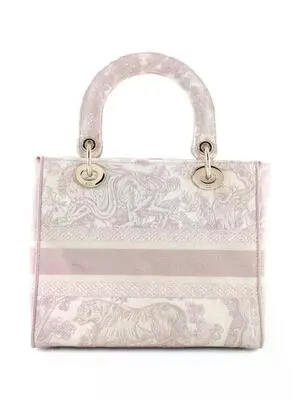 Dior Toile De Jouy Lady D-lite Embroidered Canvas Tote Bag - Neutrals