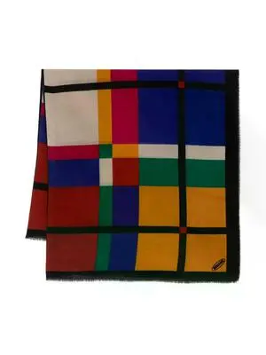 Missoni 1990s Patterned-intarsia Scarf - Blue