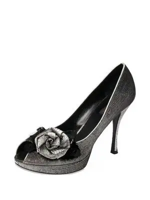 LOUIS VUITTON 115mm Floral-appliqué Pumps - Grey