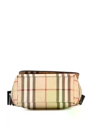 Burberry 2003 House Check Canvas Flap Crossbody Bag - Brown