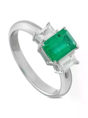 LB EXCLUSIVE Platinum, Diamond, And Emerald Ring - Silver