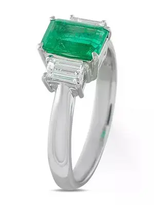 LB EXCLUSIVE Platinum, Diamond, And Emerald Ring