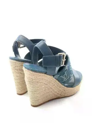 LOUIS VUITTON Starboard Line Denim Wedge Sandals