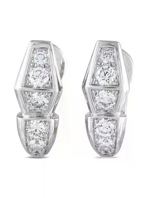 BVLGARI 18k White Gold Serpenti Diamond Earrings - Silver