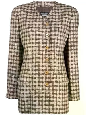 Giorgio Armani 1980s Houndstooth V-neck Blazer