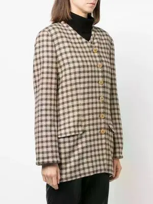 Giorgio Armani 1980s Houndstooth V-neck Blazer