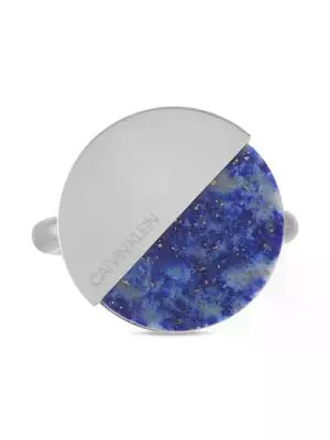Calvin Klein Engraved Lapis Lazuli Ring - Silver