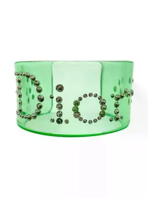 Dior 1990s Crystal-embellished Cuff Bracelet - Green