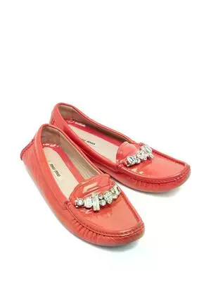 Miu Miu Embellished Loafers - Red
