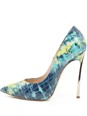 Casadei 130mm Snakeskin-print Pumps - Blue