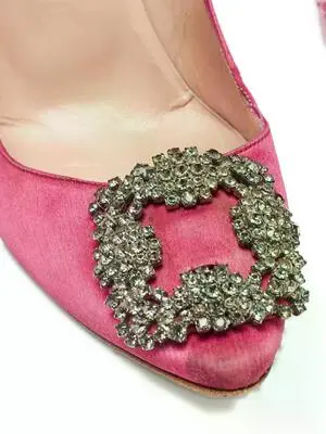 Manolo Blahnik 100mm Hangisi Satin Stiletto Pumps - Pink