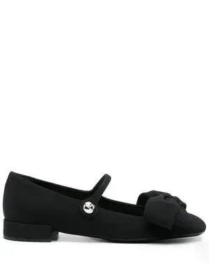 Valentino Garavani Bowjane Leather Ballerina Flats - Black