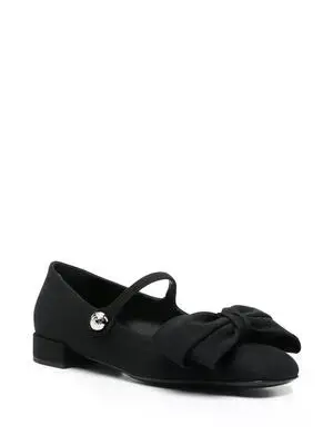 Valentino Garavani Bowjane Leather Ballerina Flats - Black