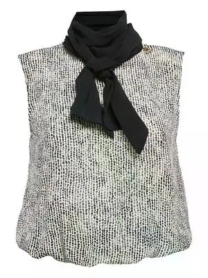 Elisabetta Franchi Silk Polka Dot Top - Black