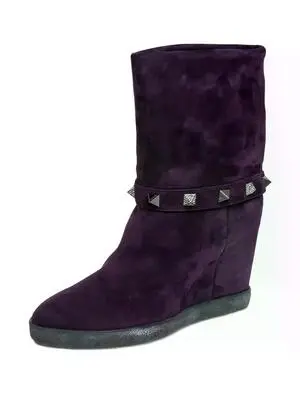 LE SILLA Spike-studded Suede Wedge Boots
