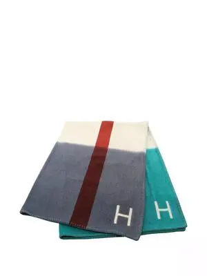 Hermès 2010s Striped H Dye Blanket - Blue