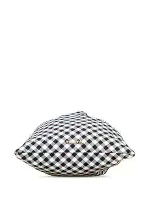 Miu Miu Nylon Gingham Drawstring Pouch
