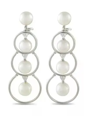ASSAEL 18k White Gold Diamond And Pearl Clip-on Earrings - Silver