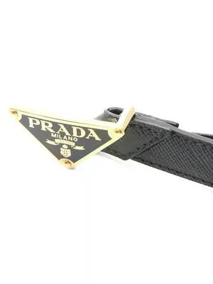 Prada Triangle-logo Leather Belt - Black