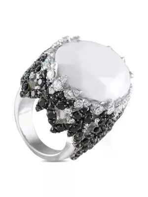 Pasquale Bruni 18k White Gold Diamond And Agate Ring - Silver