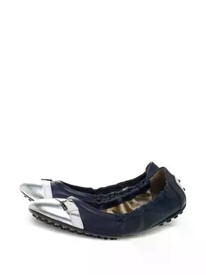 TOD'S Metallic-effect Toe Ballet Flats