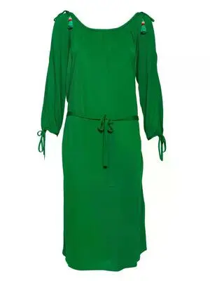 Roberto Cavalli Tassel-embellished Belted Dress - Green